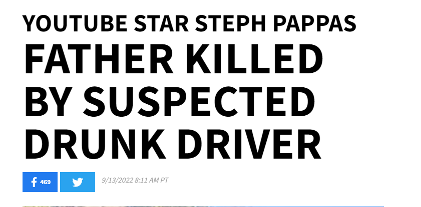YOUTUBE STAR STEPH PAPPAS FATHER KILLED BY SUSPECTED DRUNK DRIVER ...