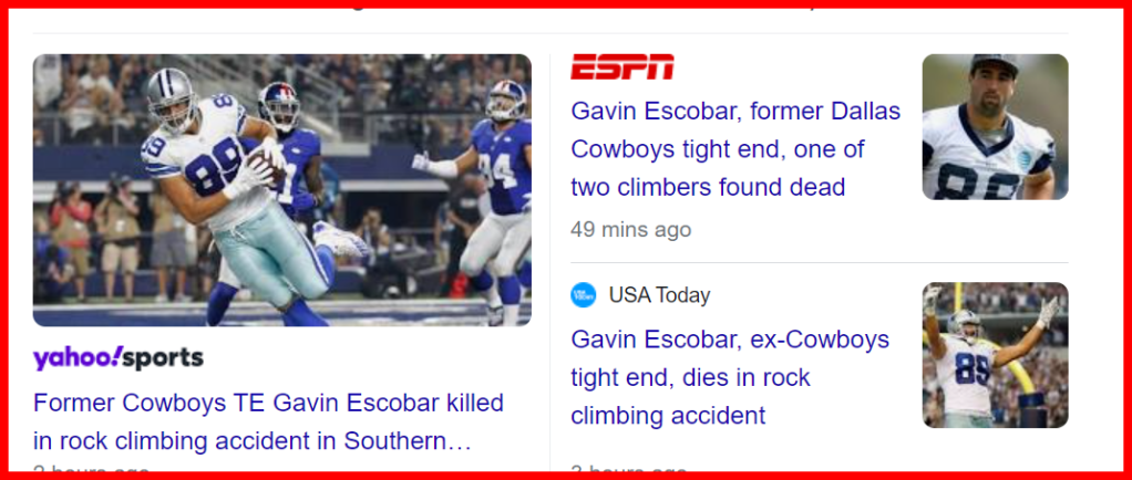 Former Cowboys TE Gavin Escobar killed in rock climbing accident in ...
