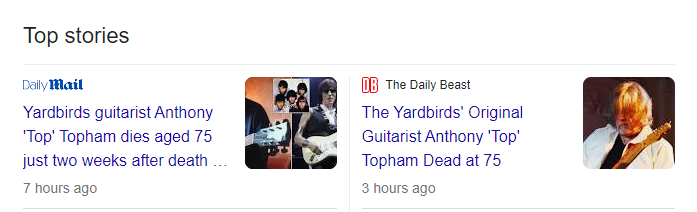 The Yardbirds guitarist Anthony ‘Top’ Topham dead aged 75 after ...