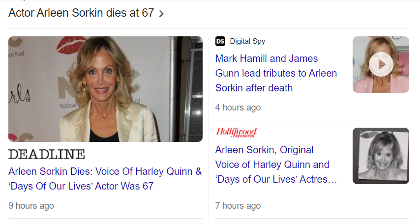 Arleen Sorkin, actor who inspired and originated Harley Quinn, dead at ...